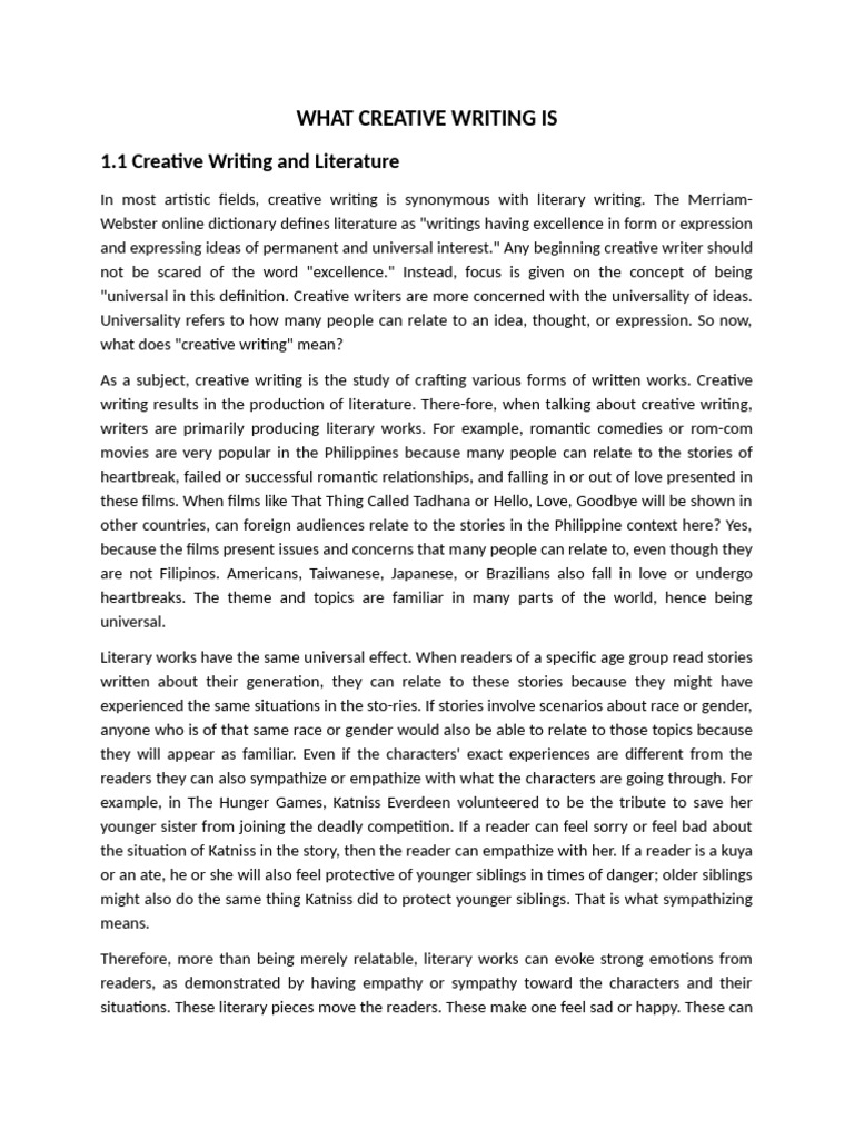 Lesson 1 What Creative Writing Is | PDF | Poetry | Prose