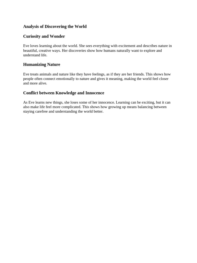Analysis of Discovering The World | PDF