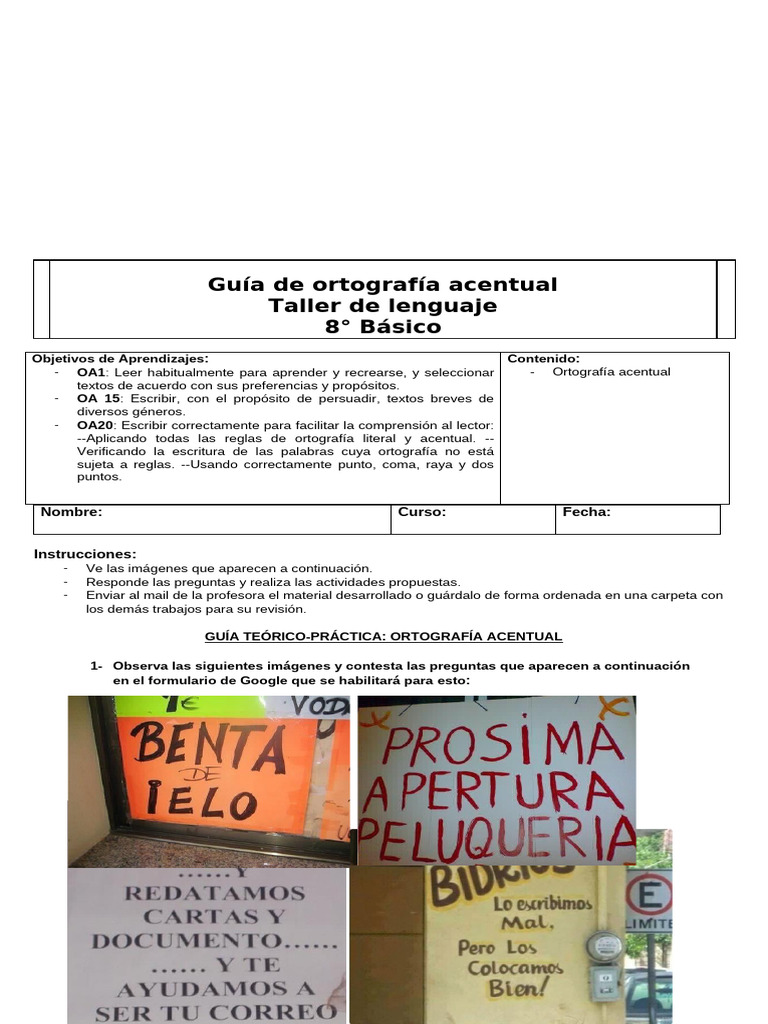 Guía de Ejercitación de La Ortografía 8° | PDF | Aquiles | Héctor