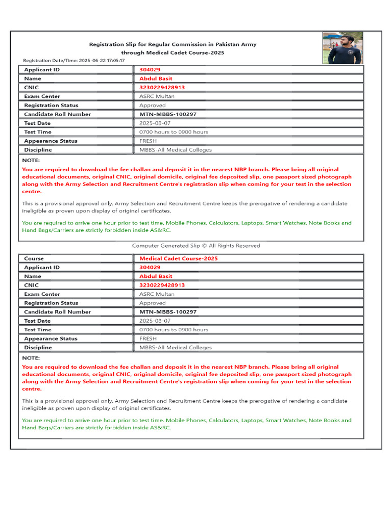 Registration Slip | PDF