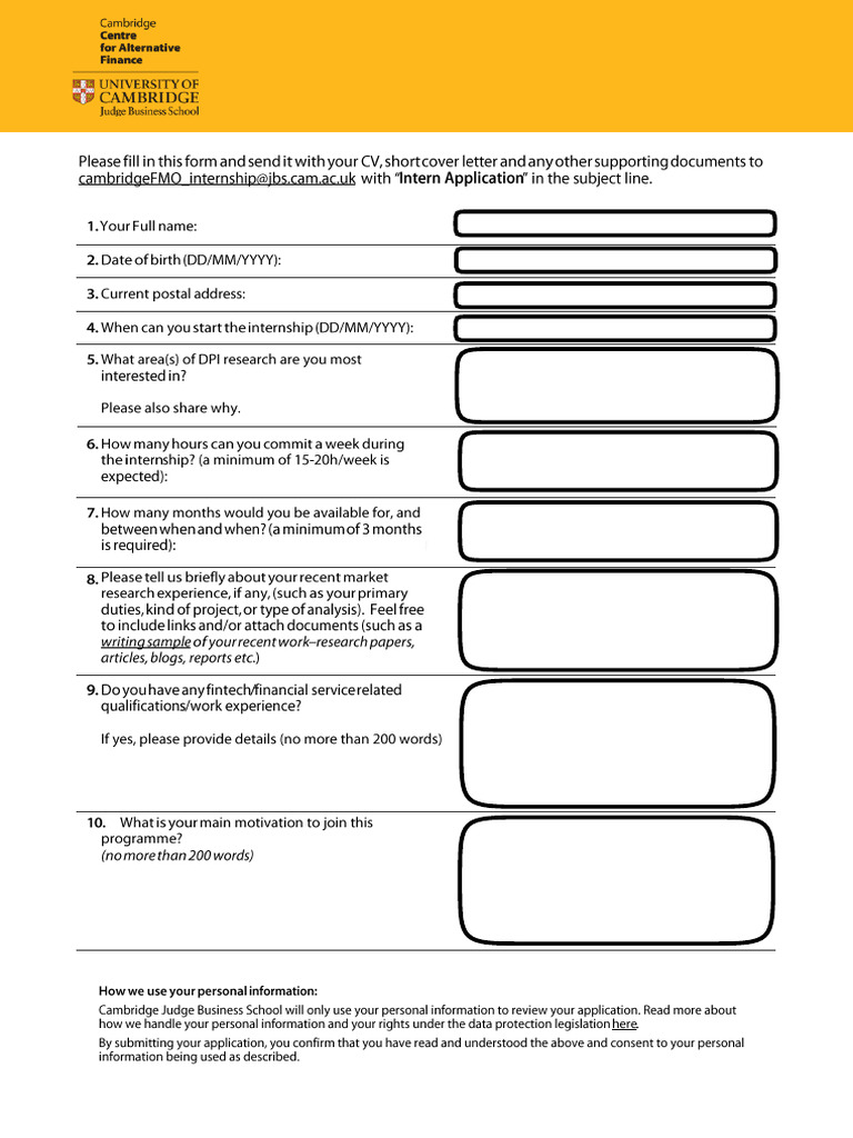 Application Form Cfmo Interns 202501 | PDF