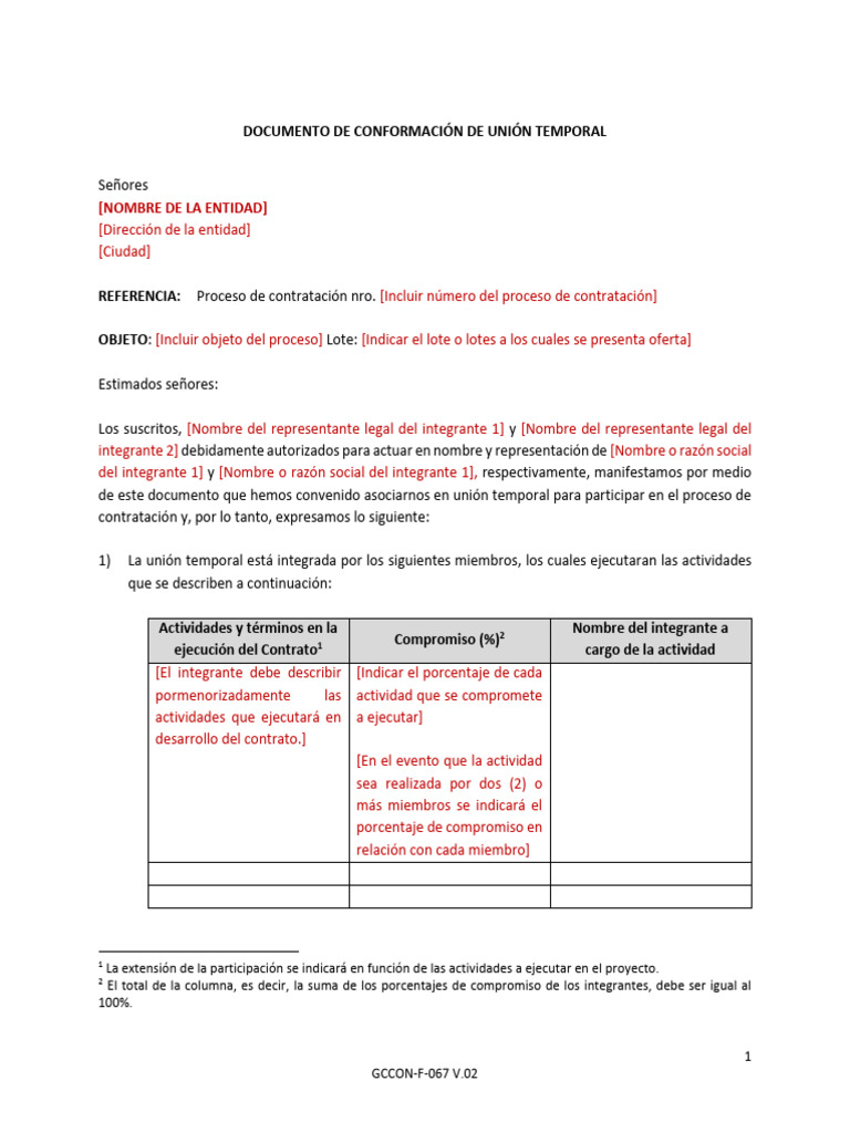 Contrato de Unión Temporal Brasil | PDF