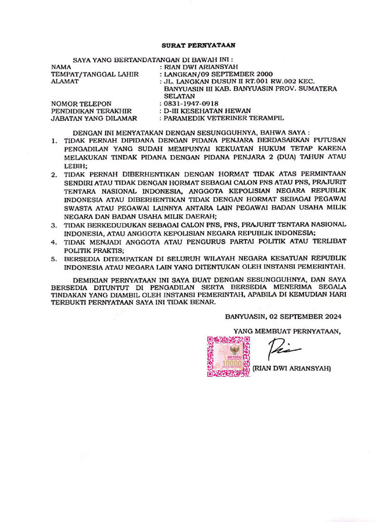 Surat Perny Rianmatrai | PDF