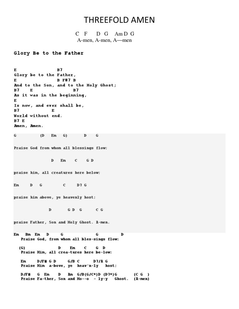 Threefold Amen Sheet Music and Chords | PDF
