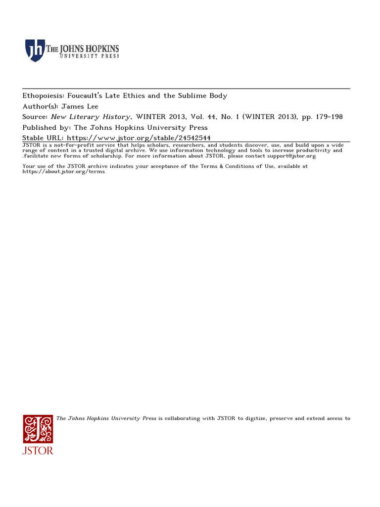 Ethopoiesis Foucault's Late Ethics and The Sublime Body | PDF | Michel ...
