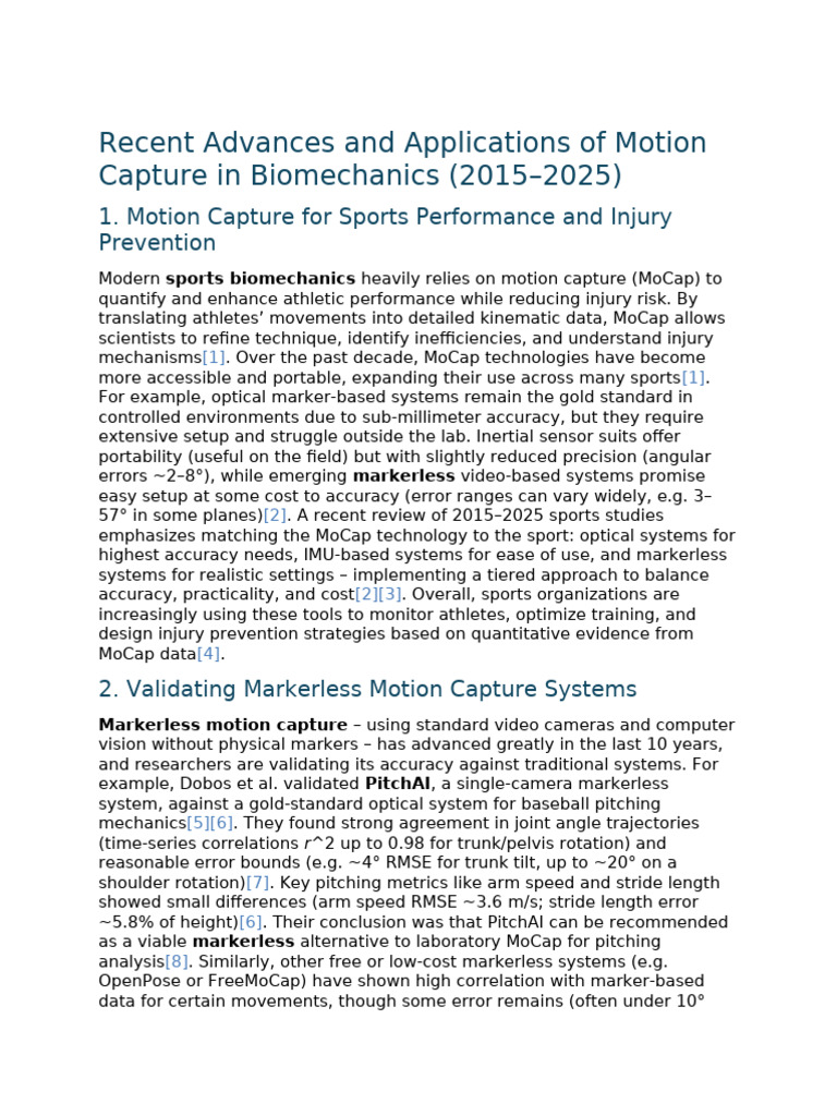 Motion Capture Advances in Biomechanics | PDF