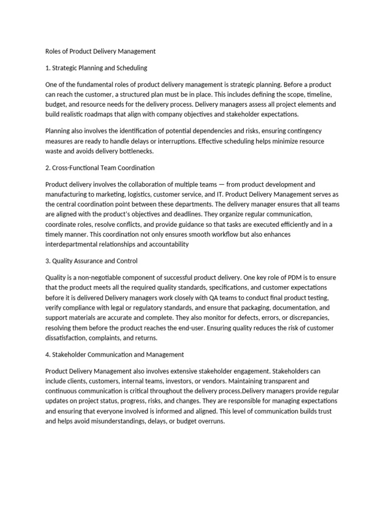 Key Roles in Product Delivery Management | PDF | Agile Software ...