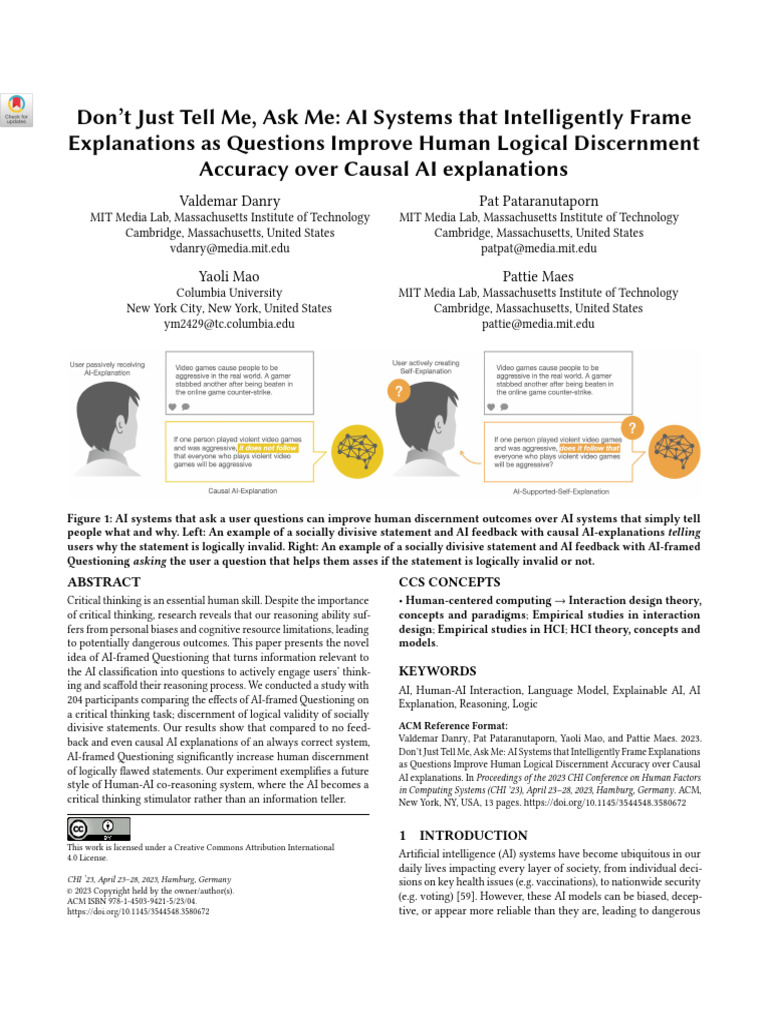 CHI2023 - Don't Just Tell Me, Ask Me | PDF | Artificial Intelligence ...