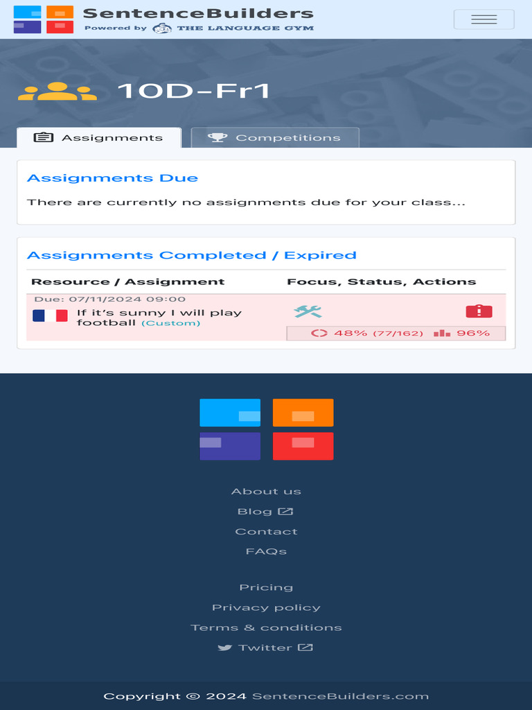 SentenceBuilders - Class 10D-Fr1 | PDF