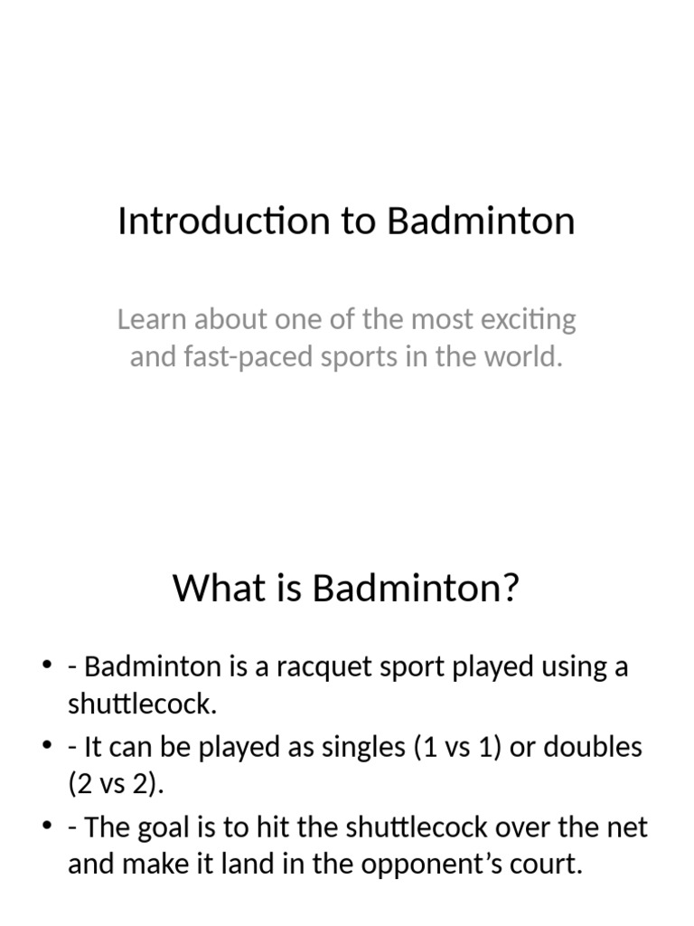 Introduction to Badminton Overview | PDF