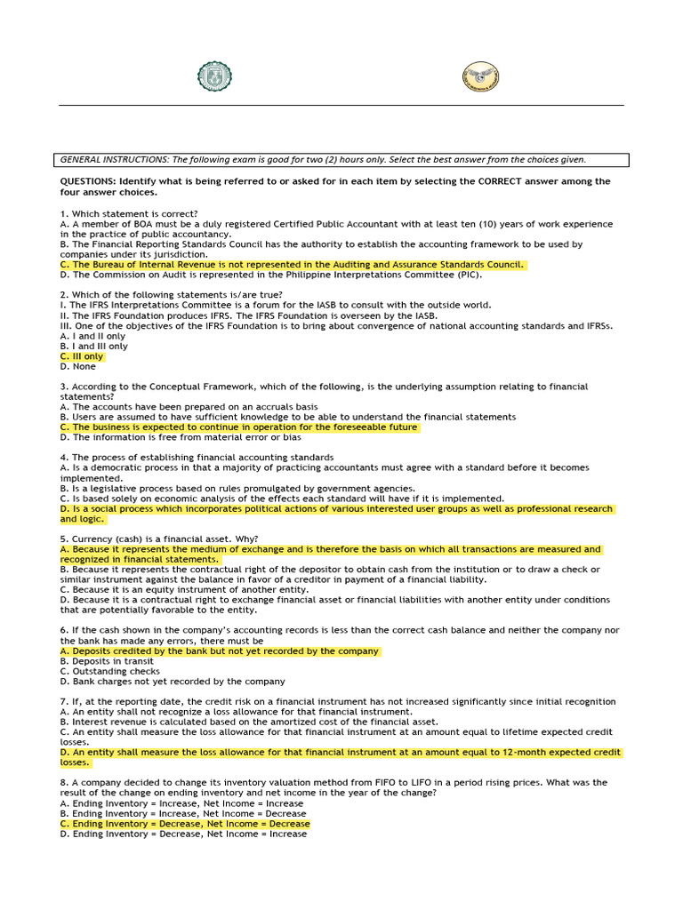 MBE - FAR (Special Term, 2020-2021) | PDF | Fair Value | International ...