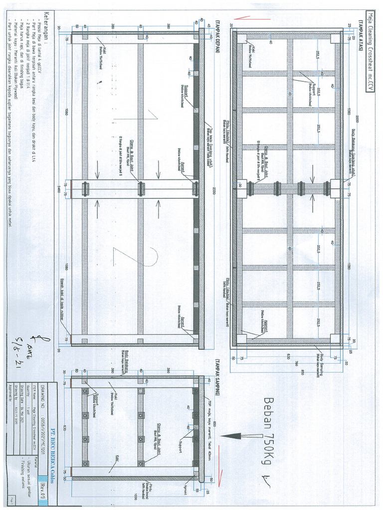 Drawing Meja Crossheat 2 Unit Jadi 1 Unit | PDF