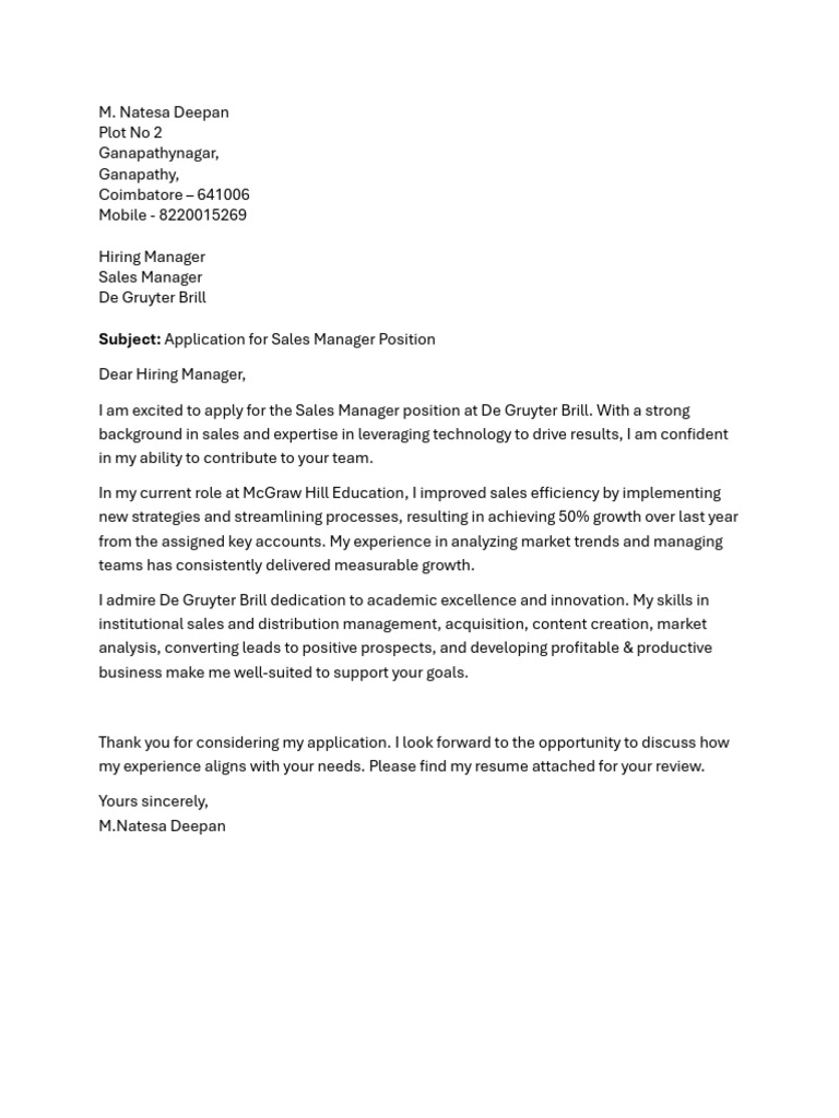 Covering Letter | PDF