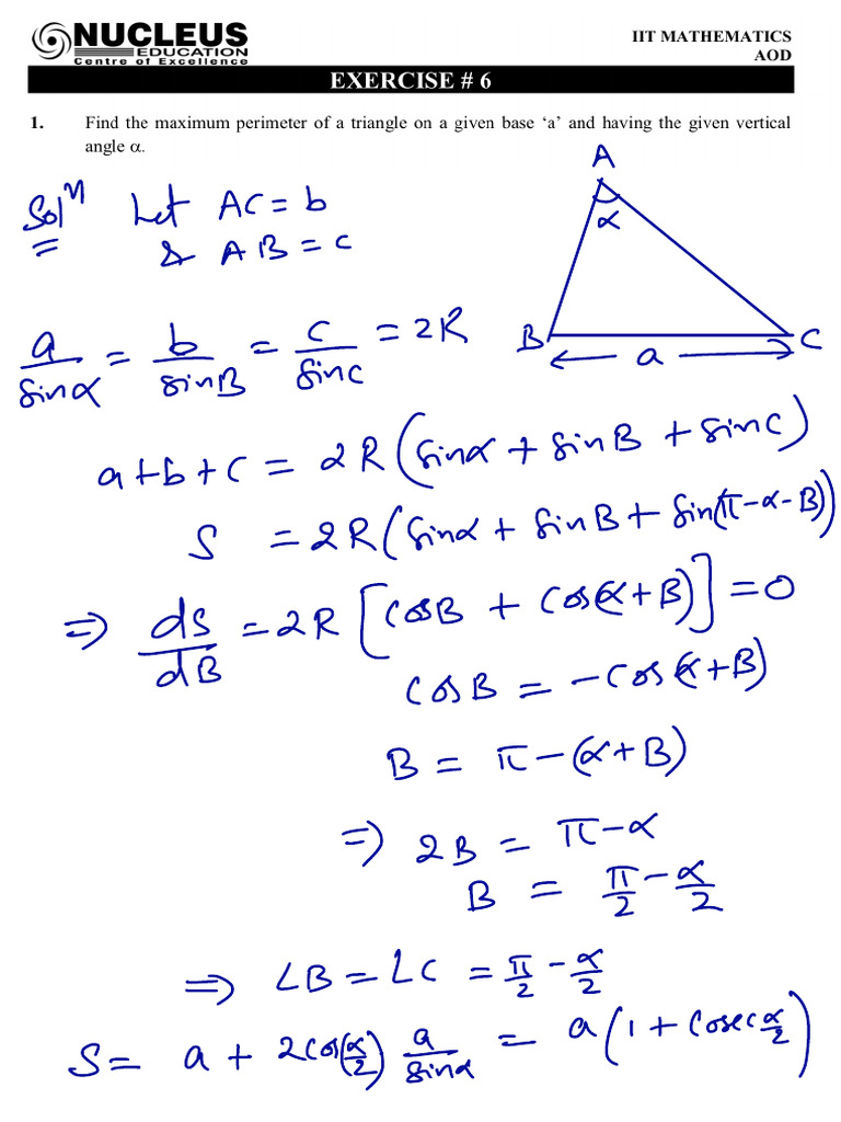 Maxima MinimasheetEx 6solutions1 | PDF | Calculus | Mathematical Analysis