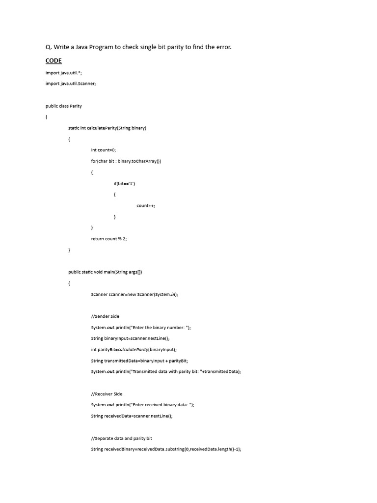 SingleBit Parity Check | PDF | String (Computer Science) | Bit