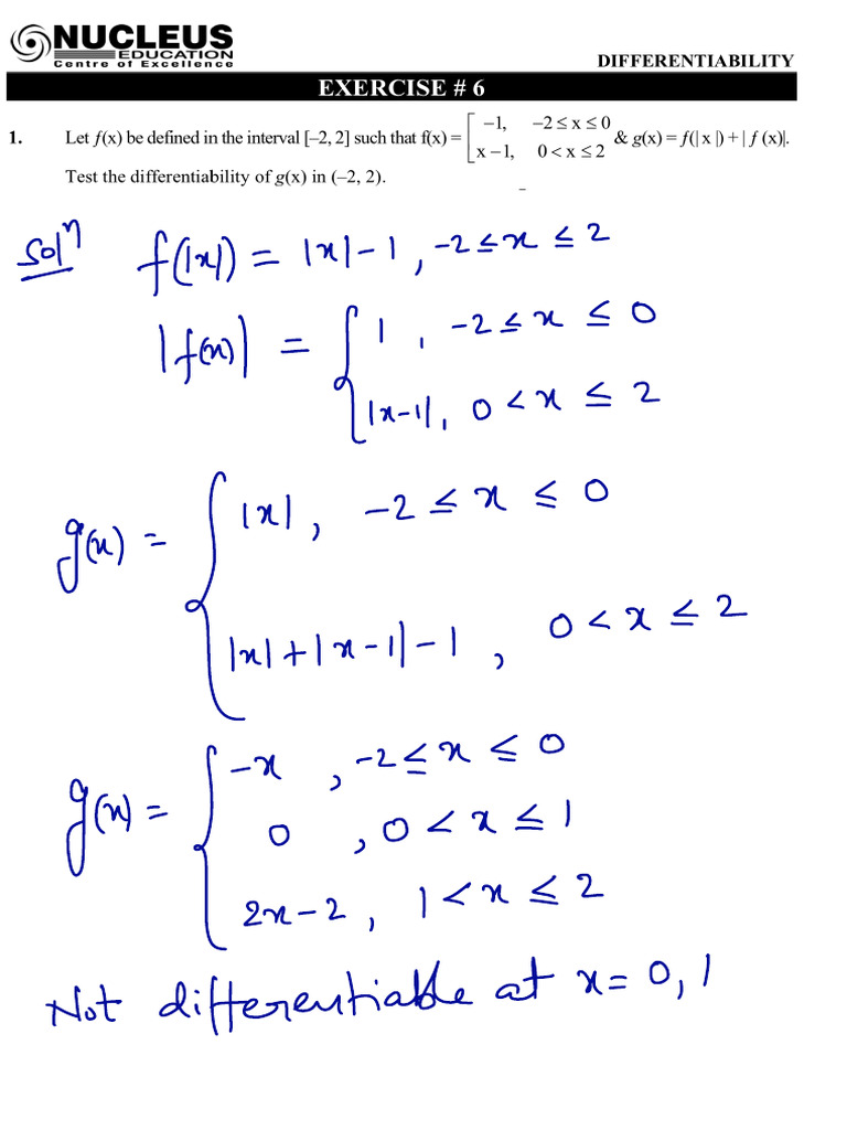 DifferentiabilitysheetEx 6solution | PDF