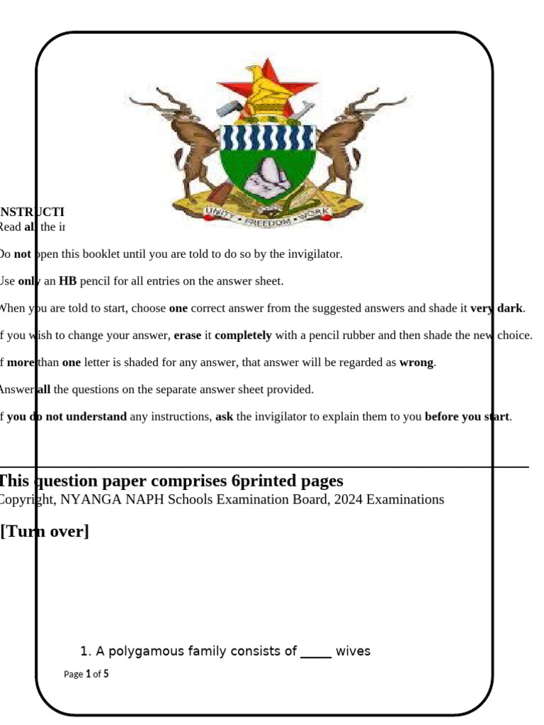 Social Science Grade 5 Paper1 | PDF