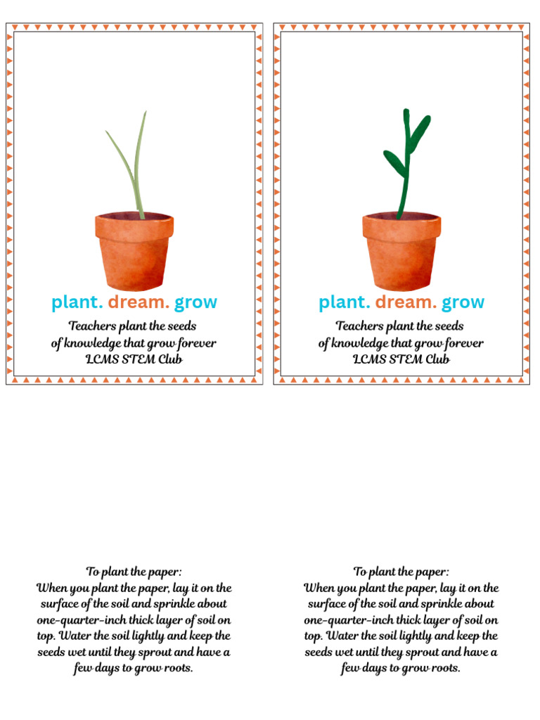 Teacher Appreciation Seed Card | PDF