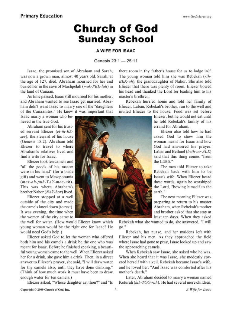 Ot Lesson 10 - A Wife For Isaac | PDF | Rebecca | Isaac