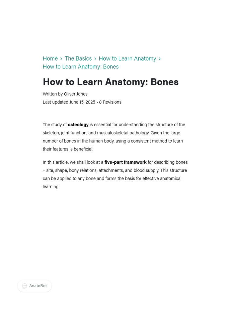 How To Learn Bone Anatomy - Step-By-Step Guide For Students ...