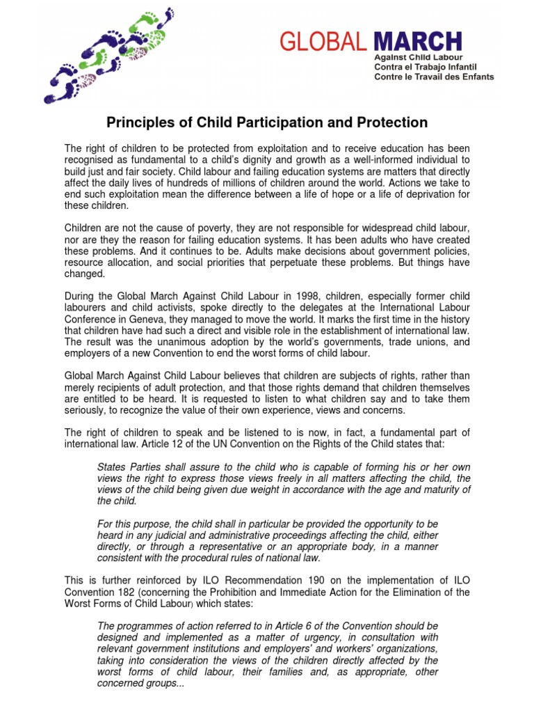 Principles of Child Participation and Protection | PDF | International ...