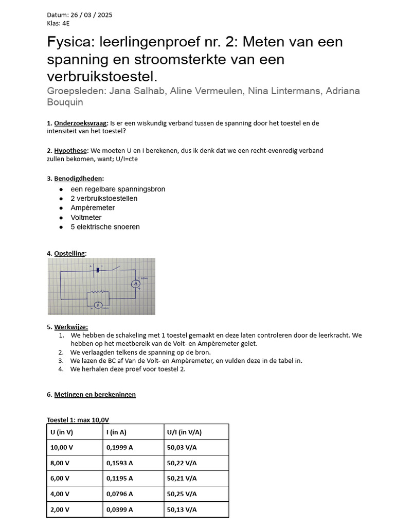 Fysica - Leerlingenproef Nr. 2 | PDF