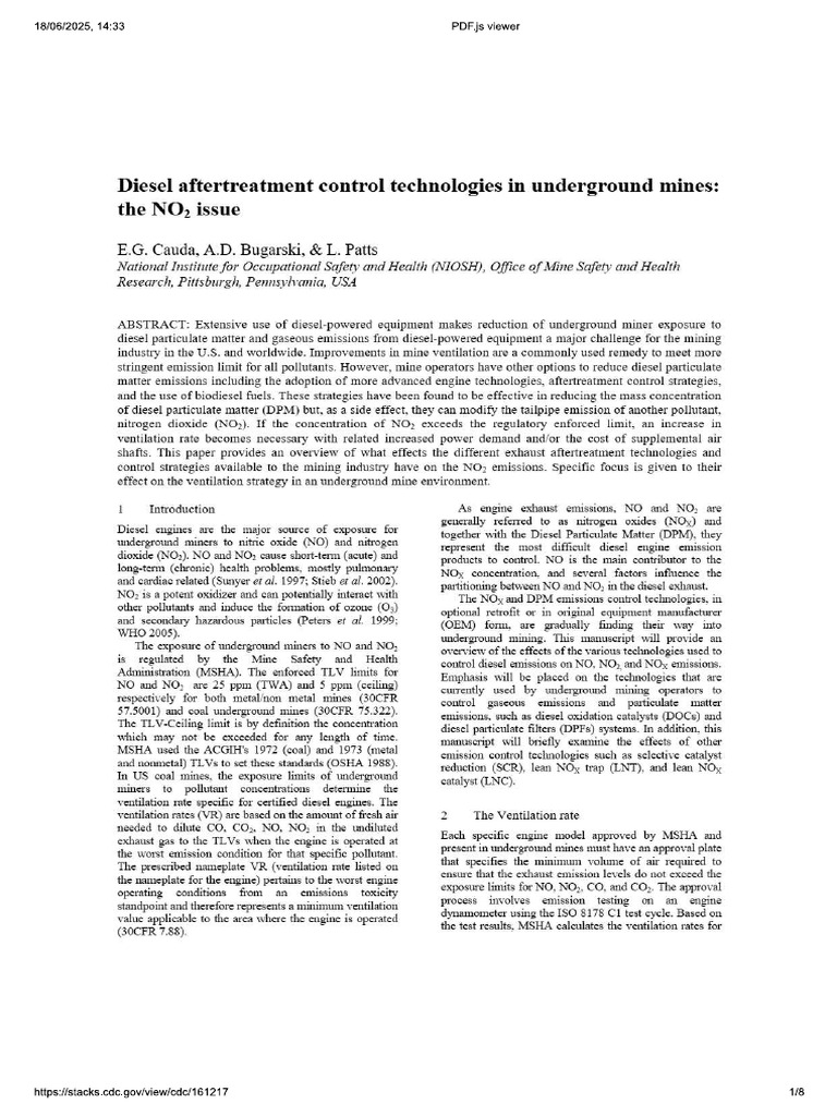 Diesel in Underground Mines | PDF