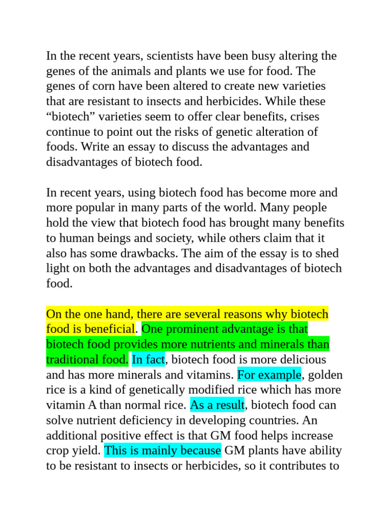 Biotech Food: Pros and Cons Explained | PDF