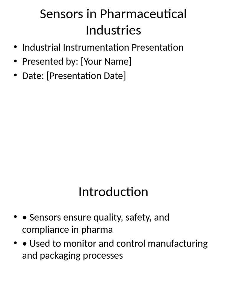 Sensors in Pharma Industry Presentation | PDF