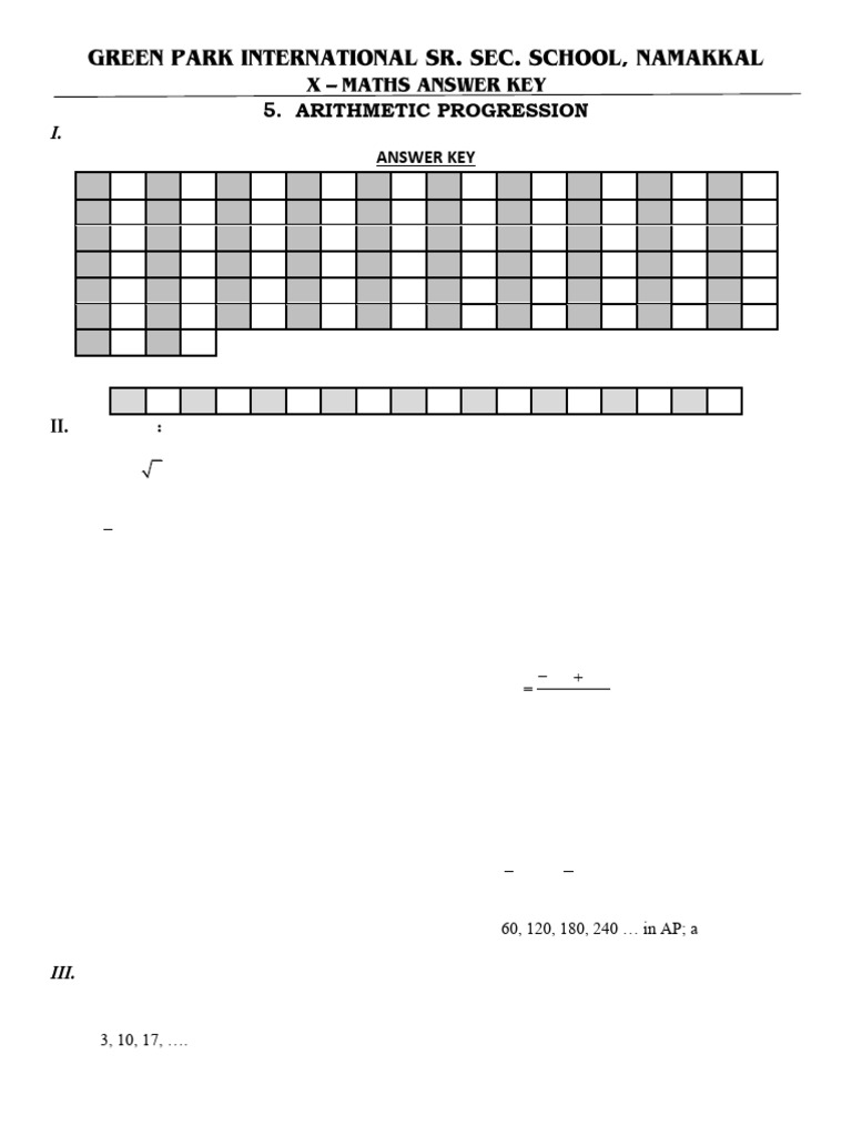 X - Cbse Mathematics (Chapter - 5) Answer Key | PDF | Chess | Chess Theory