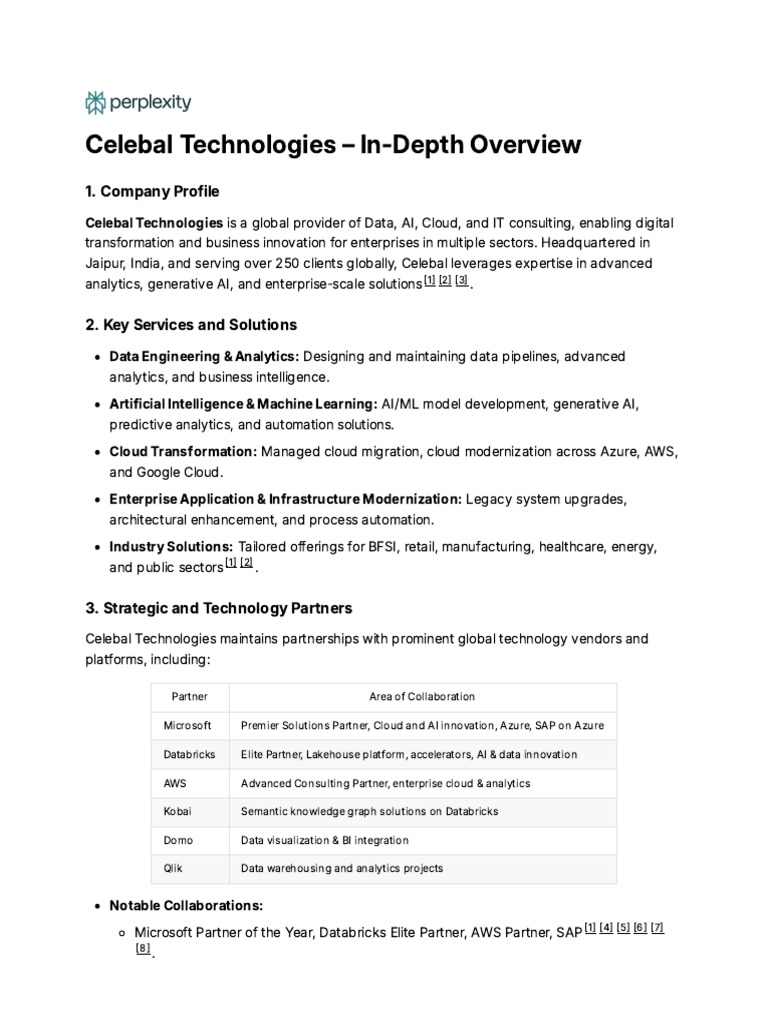 Celebal Technologies - In-Depth Overview | PDF | Cloud Computing | Artificial Intelligence