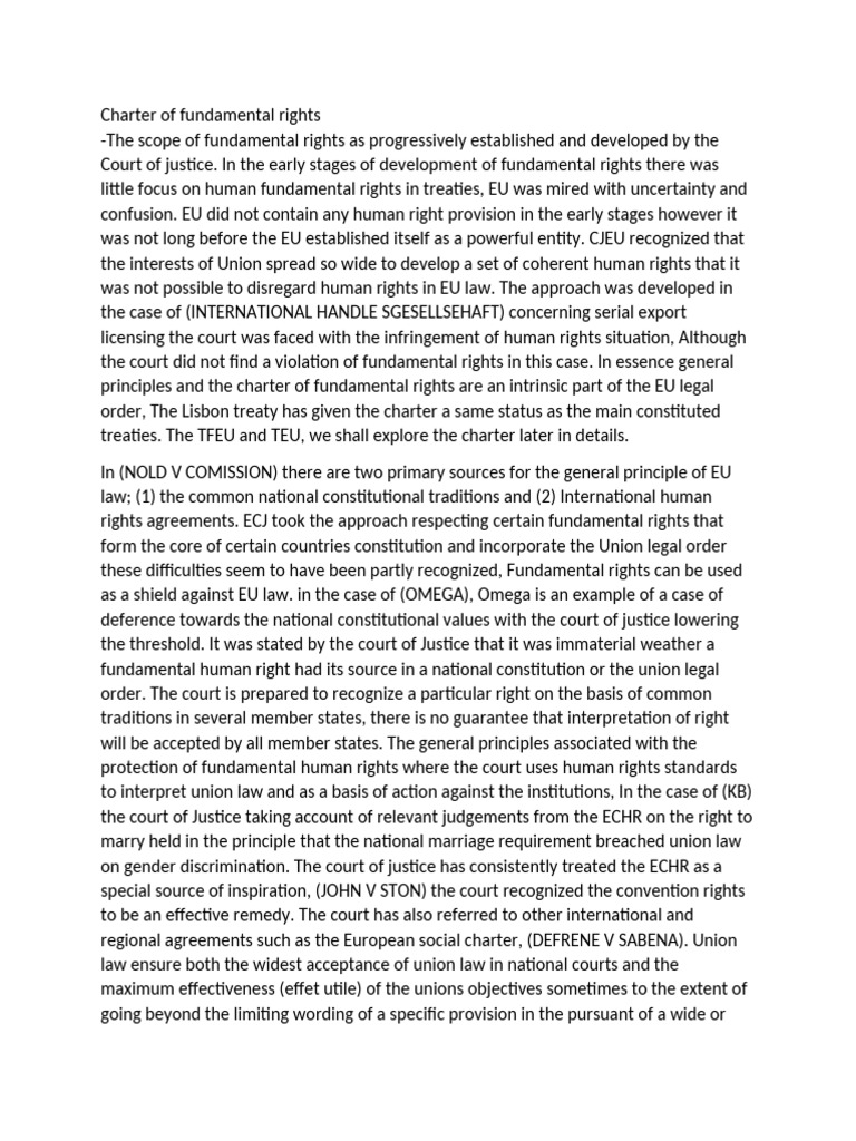 EU Charter of Fundamental Rights Explained | PDF | European Convention ...