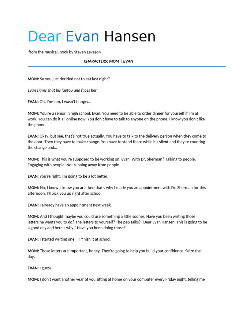 Evan's Letter: A Journey to Confidence | PDF