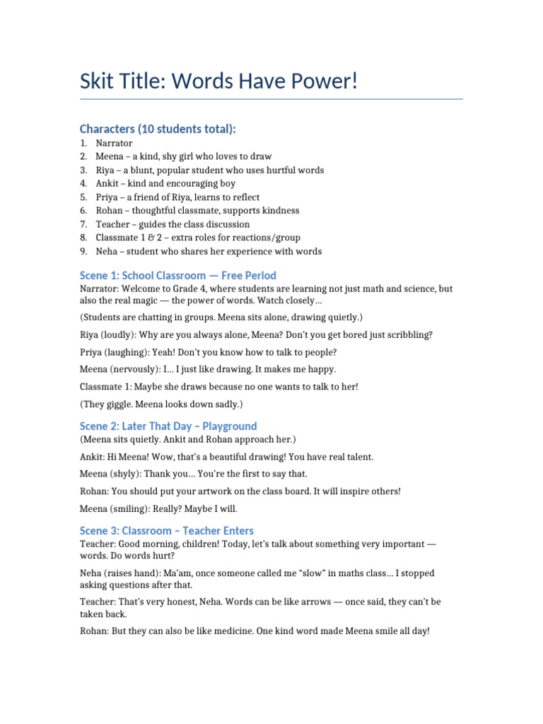 Words Have Power Skit | PDF