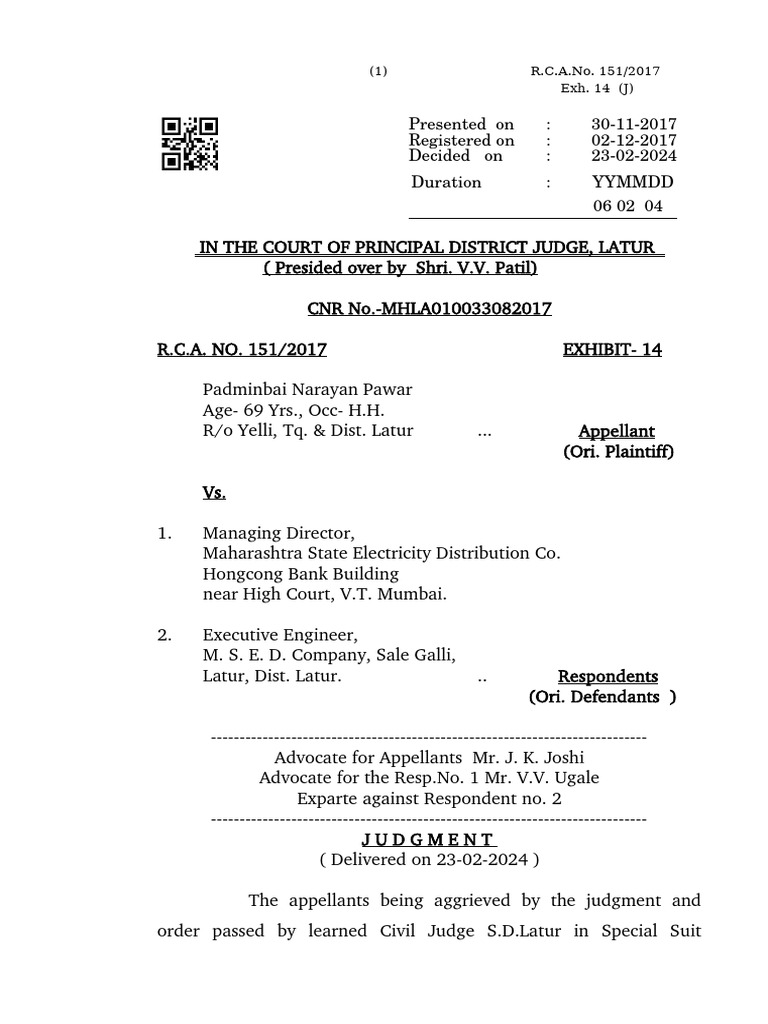 Regular Civil Appeal No.151.2017 Dt. 23.02.2024 | PDF | Lawsuit ...