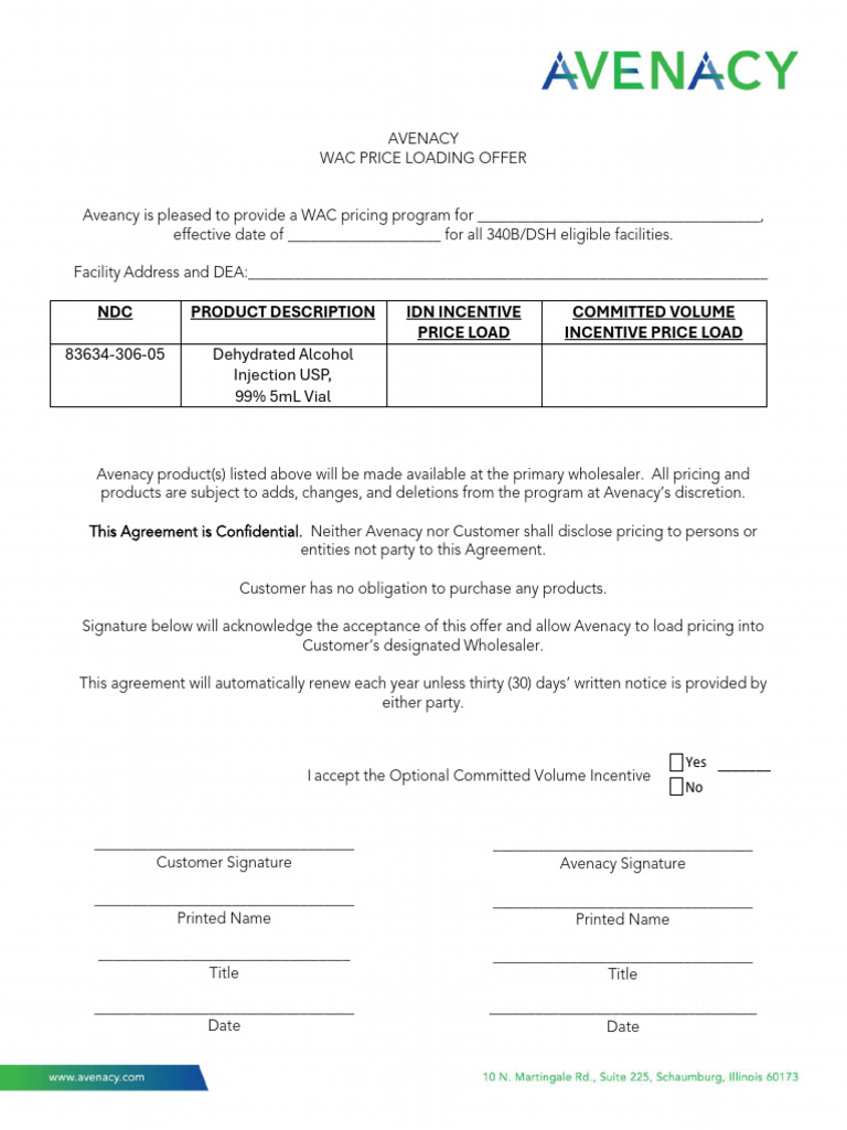 Avenacy WAC Pricing Agreement | PDF