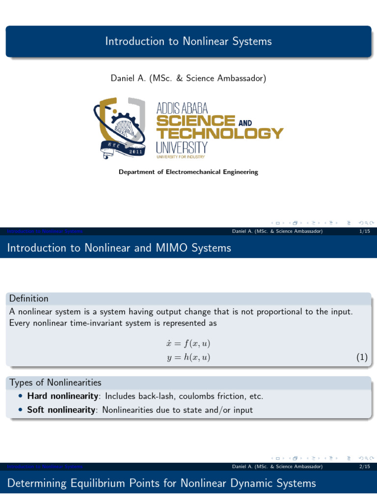 Nonlinear Systems Overview and Analysis | PDF | Nonlinear System ...