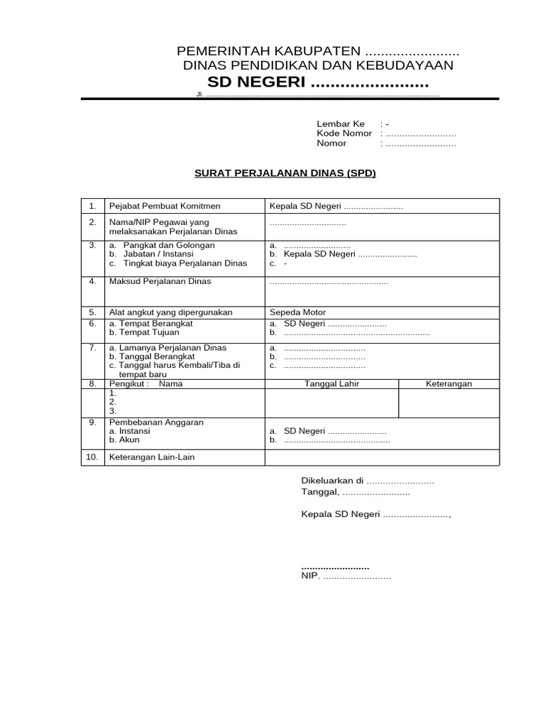 SPPD Surat Perjalanan Dinas | PDF