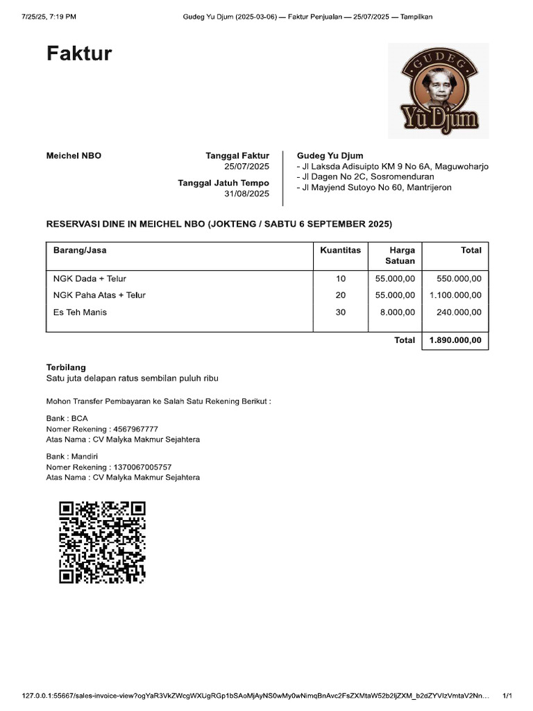 Faktur Penjualan 59-Meichel NBO | PDF