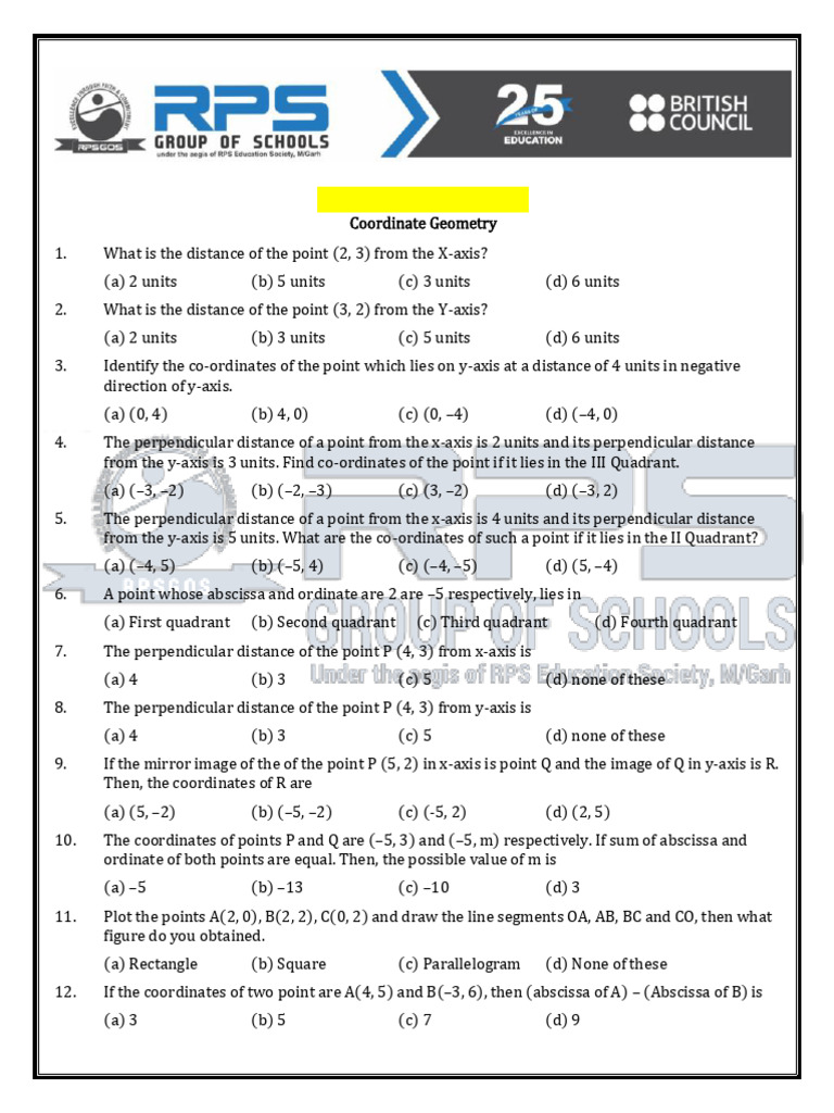 9th Foundation - Coordinate Geometry and Lines and Angles Maths - July ...