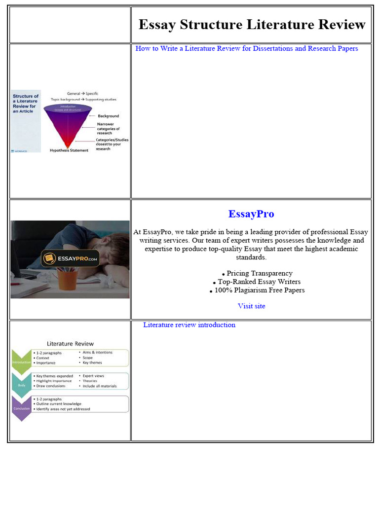 Essay Structure Literature Review | PDF | Birth Control | Essays