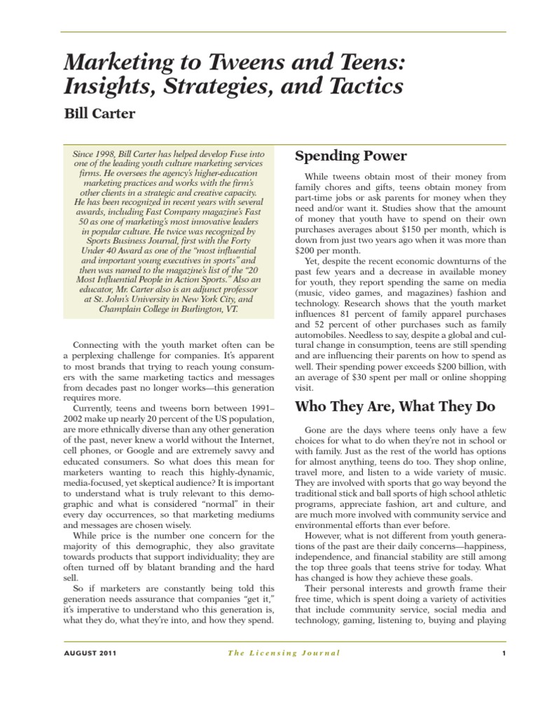 Marketing To Tweens and Teens: Insights, Strategies, and Tactics | PDF ...