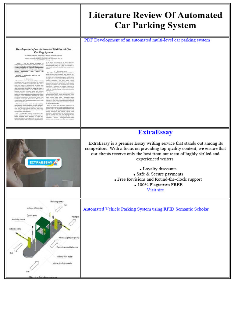 Literature Review of Automated Car Parking System | PDF | Sampling (Statistics) | Thesis