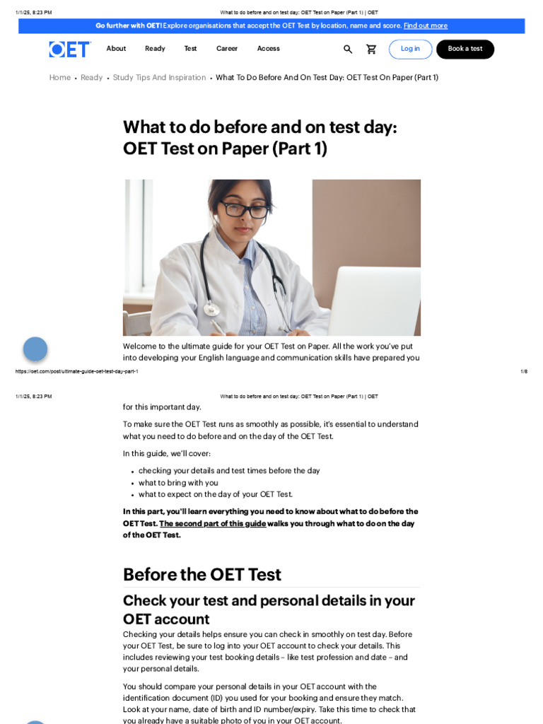 What To Do Before and On Test Day - OET Test On Paper (Part 1) - OET ...
