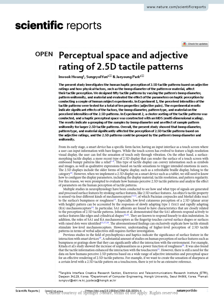 Perceptual Space and Adjective Rating of 25D Tacti | PDF ...