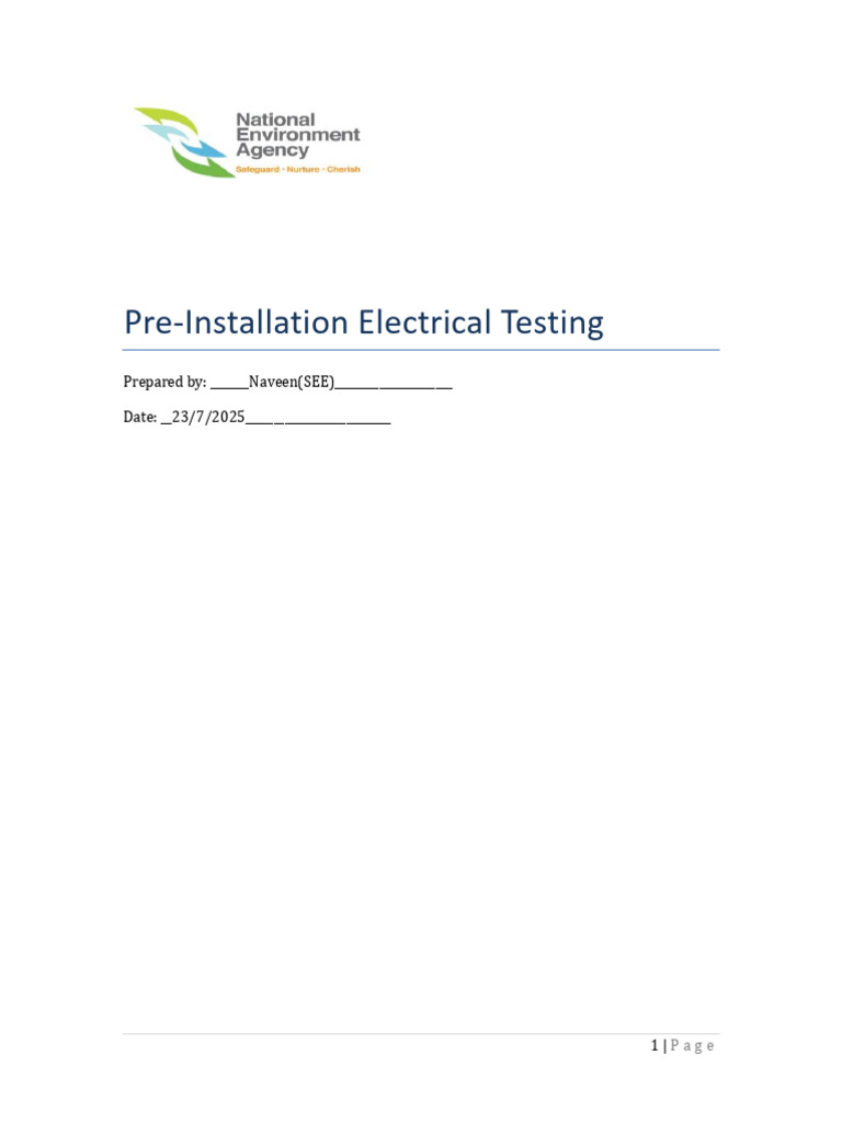 Pre-Installation Electrical Testing | PDF | Insulator (Electricity ...