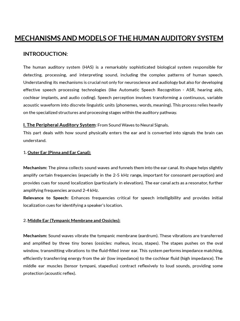 24261da908 Speech Processing Notes | PDF | Ear | Auditory System
