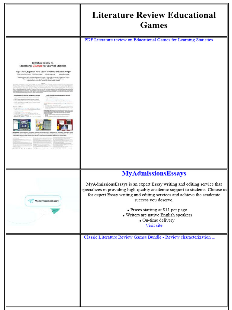 Literature Review Educational Games | PDF | Apa Style | Systematic Review