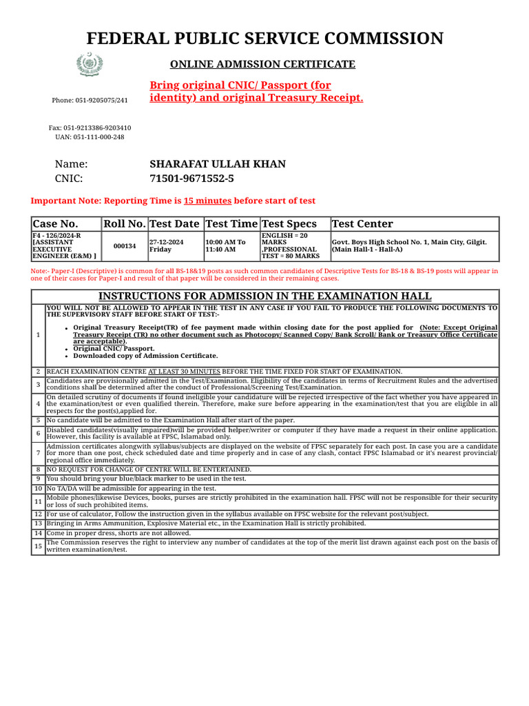 Online - Fpsc.gov - PK FPSC GR Reports GR Phase4 Ac 2024r.php | PDF