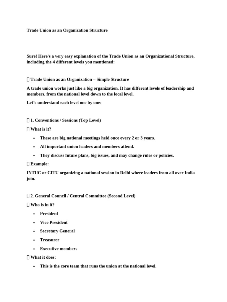Trade Union Organizational Structure Explained | PDF | Trade Union | Labor